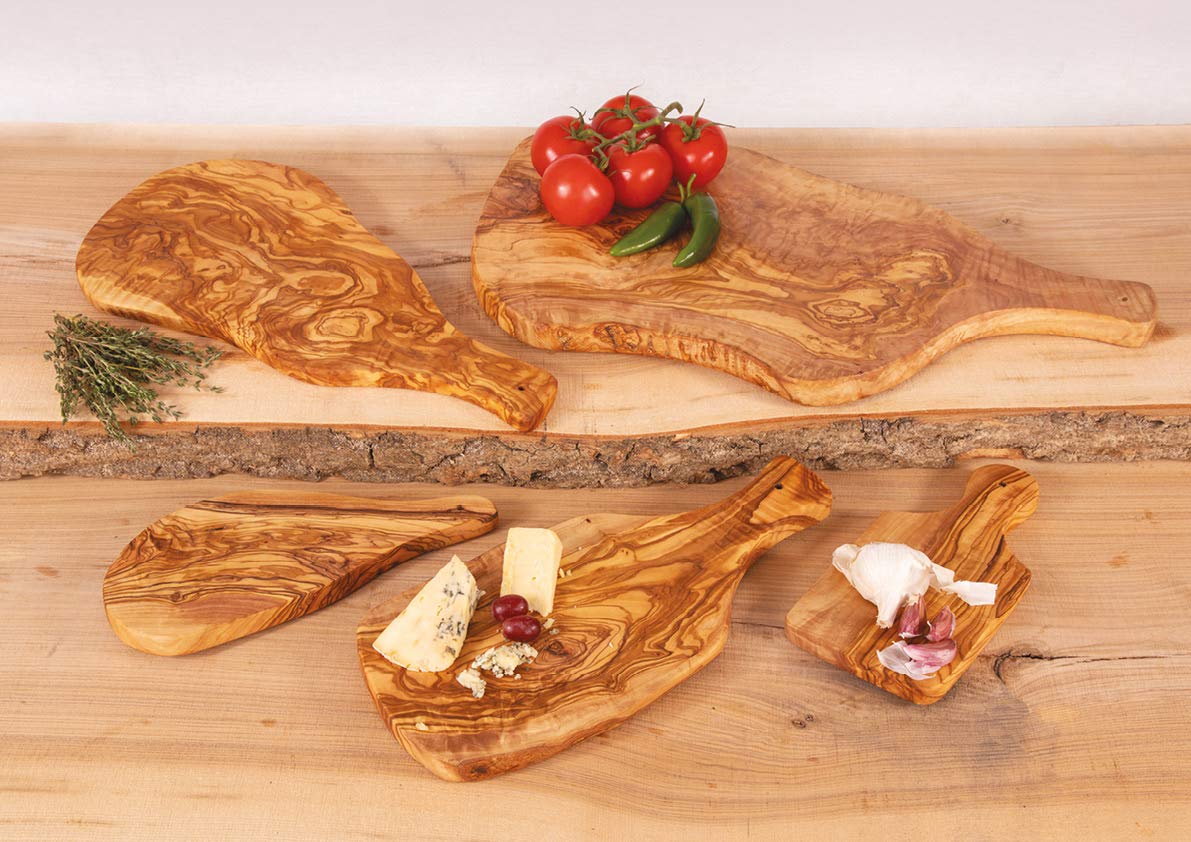 Divine Deli Rustic Olive Wood Garlic Chopping Cutting Serving Board