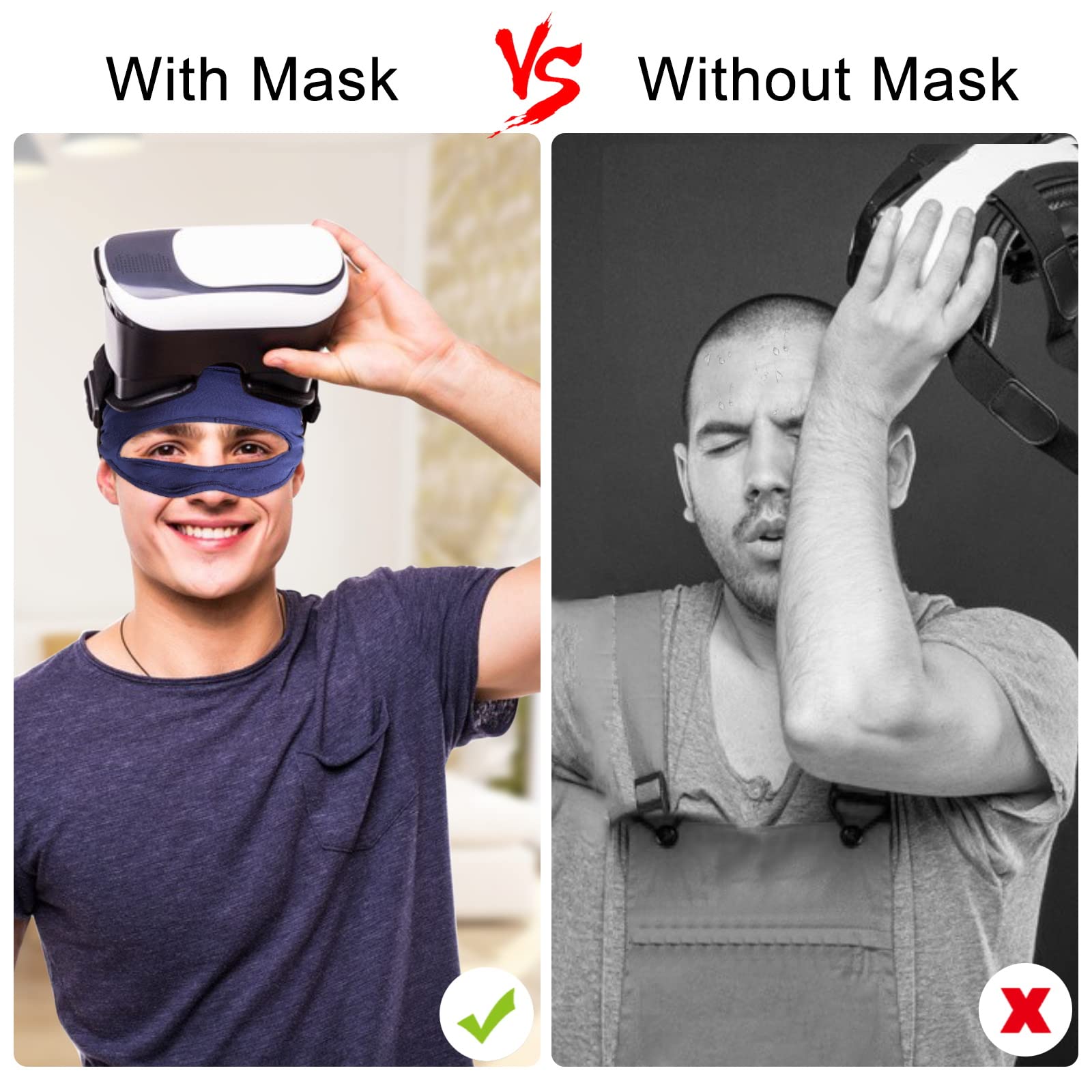 Charlux VR Sweat Band for Oculus Quest 2 Face Mask Eye Masks Face Cover for VR Workouts Supernatural VR Sweat Guard for Women Men(3pcs)