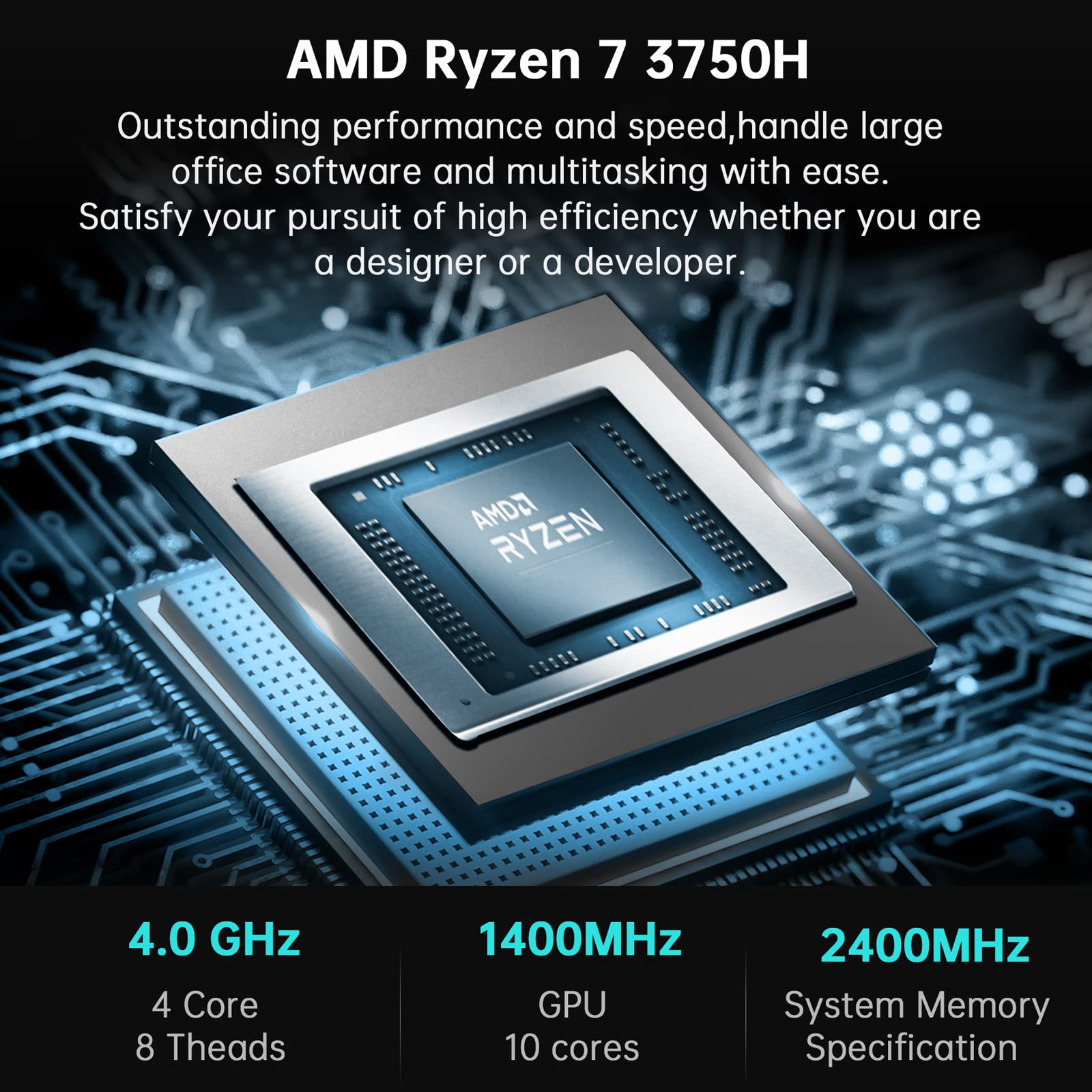 KAMRUI AMD Ryzen 7 3750H Mini PC, Windows 11 Pro 16GB DDR4 RAM 256GB SSD Micro Desktop Computers, DP + HDMI 4K UHD Small Form Factor Computer Gaming Office