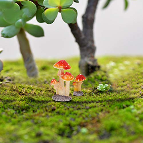 DOITOOL 6pcs Mini Mushroom Fairy Garden Miniature Figurines Mushroom Resin Figures for Garden Ornaments Plant Pots Bonsai Crafts Micro Landscape Decoration