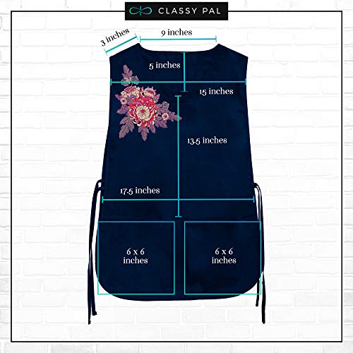 Classy Pal Cobbler Aprons for Women with Pockets, Plus Size Apron, Cleaning Smock for Artist, Nail Tech, Teacher & Hair Stylist, Mandiles Para Mujer (Navy)