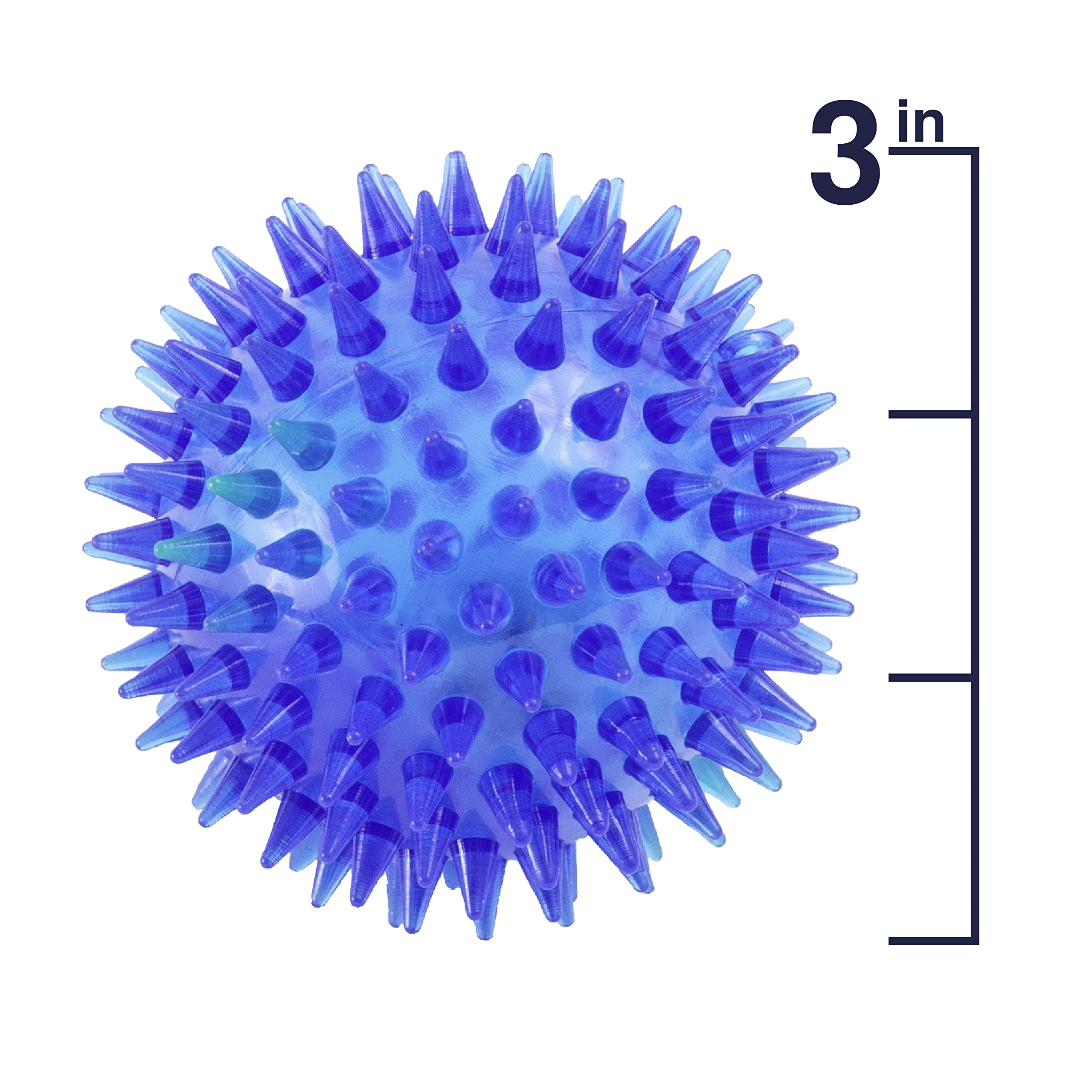 Sensory Builder Light Up LED Spiky Squeaking Bouncy Ball, Blinking Sensory Toy, Set of 10 - Mixed Colors