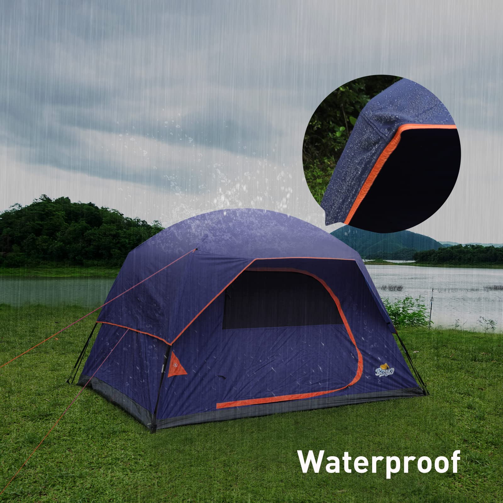 Beesky Camping Tent Waterproof 6 Person Double Layers Large Family Dome Tents with Mesh Window and Removable Rain-Fly