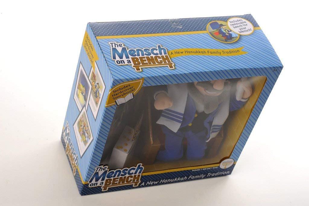 Mensch on a Bench As Seen on Shark Tank The Hanukkah Decor with Hardcover Book and Removable Bench