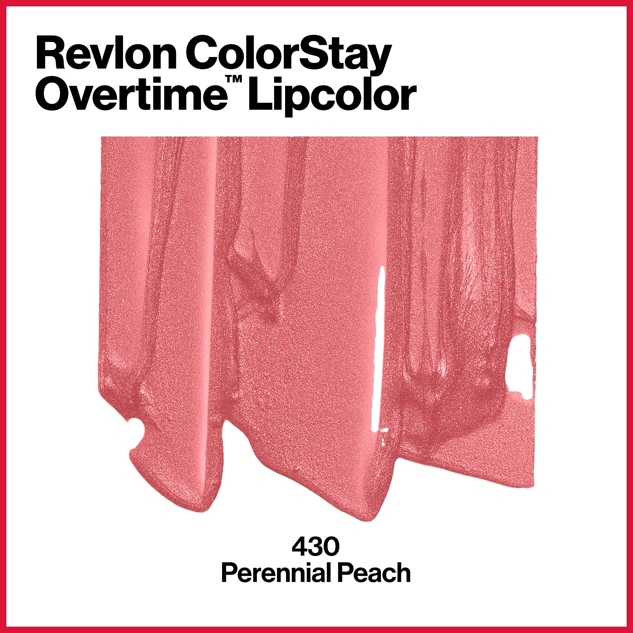 Revlon Liquid Lipstick with Clear Lip Gloss, ColorStay Overtime Lipcolor, Dual Ended with Vitamin E, 410 Perennial Peach, 0.07 Fl Oz
