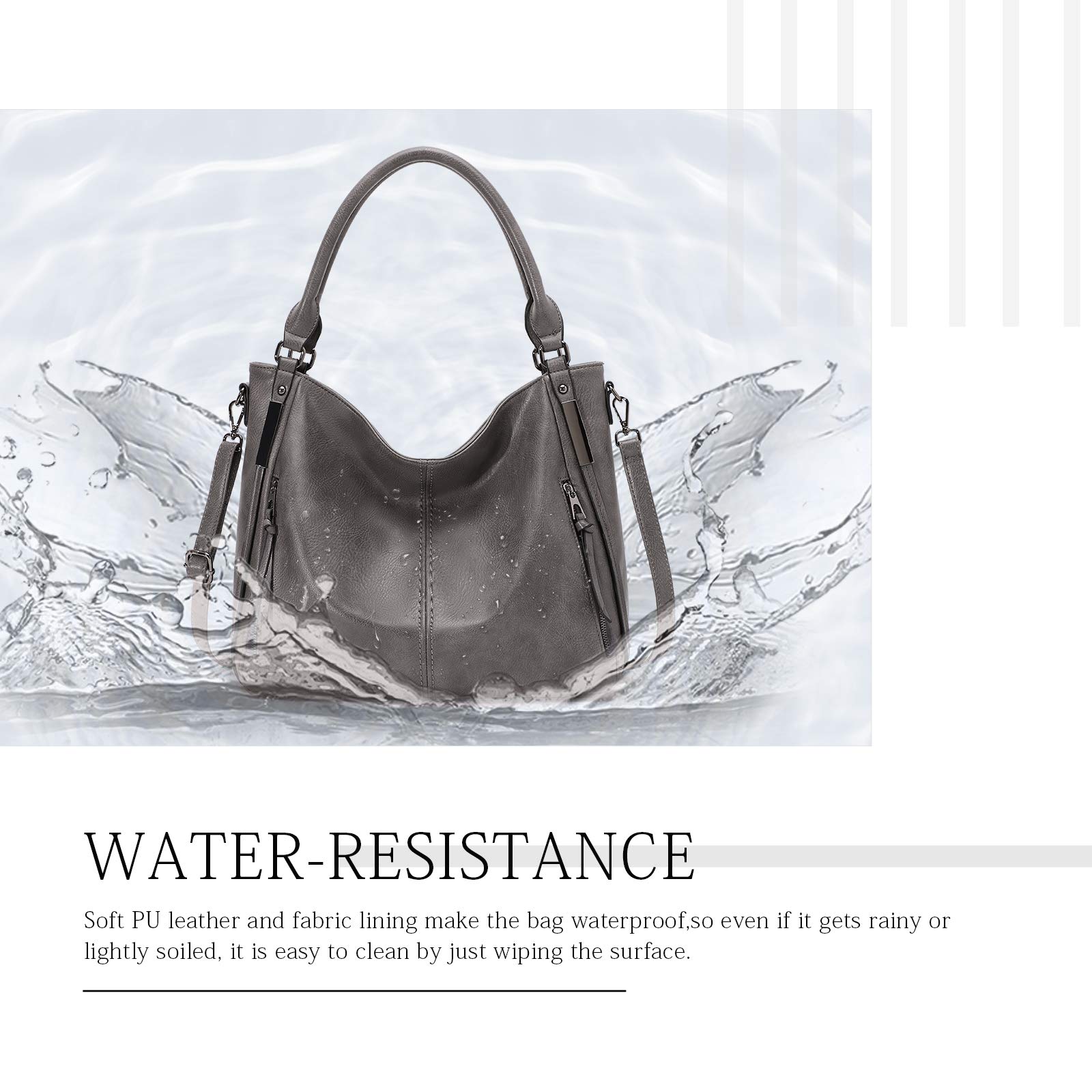Purses for Women Shoulder Handbags Hobo Bags for Women (92-gray)