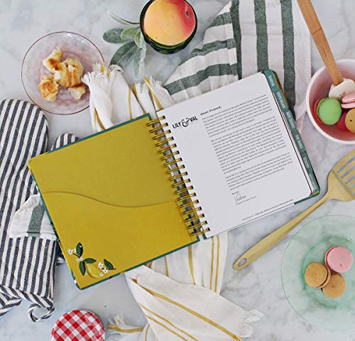 Lily & Val Keepsake Kitchen Diary Cookbook, Blank Recipe Book to Write in Your Own Recipes, Dinner, Breakfast, and Lunch Recipe Book, 300 Pages Whimsical Lemons