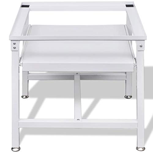 INLIFE Washer Dryer Stand with Pull-Out Shelf, Heavy Duty Washing Machine Pedestal Adjustable Height Base for Mini Air Conditioner Refrigerator Dryer 24.8"x21.3"x12.2"(WxDxH)