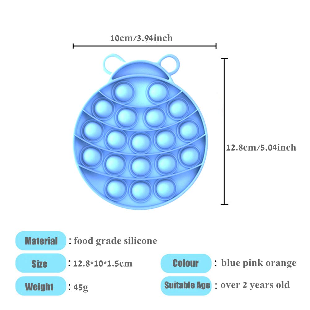 Push Pop Bubble Sensory Toys,Bubble Popping Game Funny Tactile Squeezed Sensory Toys Reliver Stress for Children, Family and Friends (3 Pack-Ladybug Shape)