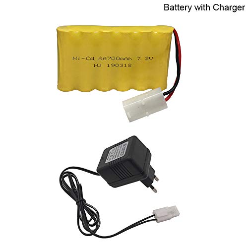 Parts & Accessories 7.2V 700mah AA NI-CD Battery with 7.2V Charger Set for RC Electric Toys car Telerobot Boat Remote Control Tank L6.2-2P Plug - (Color: Yellow)