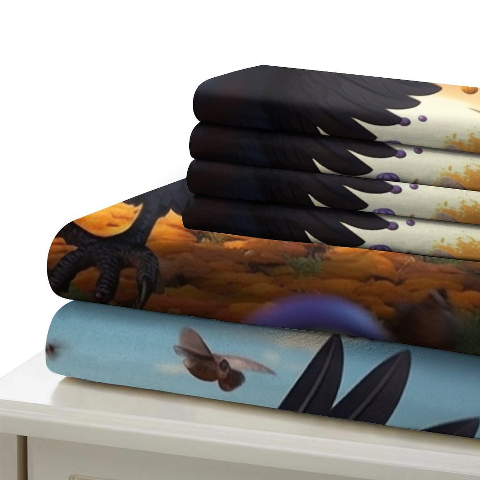 ESSAHI Raven 3D Printed Crow Bedding Set Comforter Covers Quilt Cover Duvet Cover with Pillowcases for Childrens and Adults Microfiber 3 Pieces with Zipper Closure Queen(228x228cm)