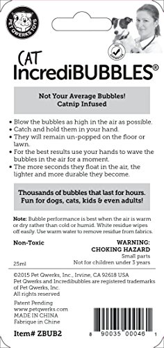 Pet Qwerks Incredibubbles Interactive Cat Toys - Long Lasting Edible Bubbles for Cats - Catnip Flavor - 20 ML