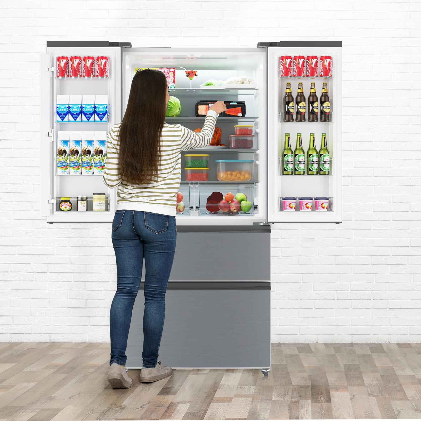 DYTesa 33 Inch Large Capacity French Door Refrigerator, 18.75 cu.ft Refrigerator with 2 Doors & 2 Drawers, Full Size Bottom Freezer Kitchen Fridge, Automatic Defrost, LED Lighting