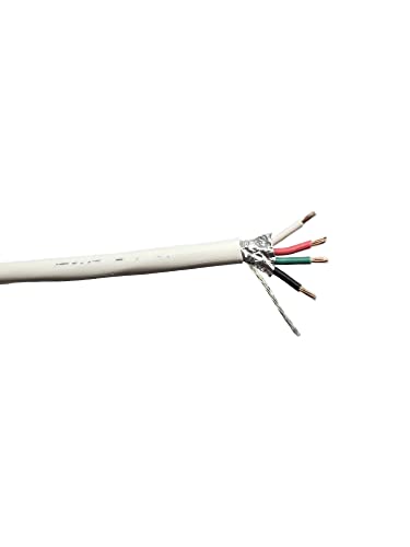Custom Cable Connection 22 AWG 4 Conductor Stranded Shielded Plenum Cable White CL3P Jacket for Security/Alarm/Access Control/Sound - 500 FootPull Box