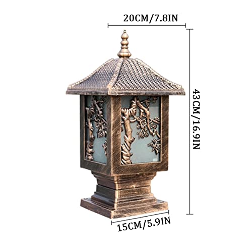 JSBDPHW European Style E27 Pillar Lamp Outdoor Courtyard Fence Column Light Waterproof IP65 Glass Lampshade Villa Garden Post Light Lawn LampLandscape Light