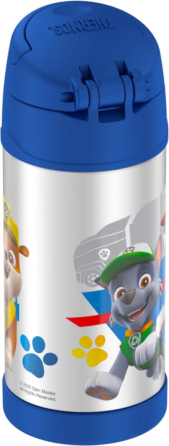 THERMOS FUNTAINER 12 Ounce Stainless Steel Vacuum Insulated Kids Straw Bottle, Paw Patrol