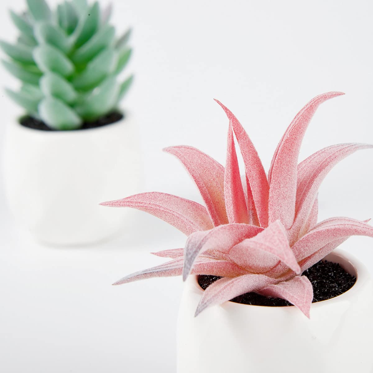 Set of 4 Mini Artificial Succulent Plants with White Geometric Ceramic Planters Faux Succulent for Bedroom Bathroom Bookshelf Office,Wedding Home Garden Decor(red/Green/Orange Yellow/Purple)