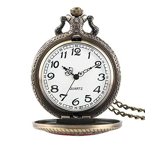 HEYBEC United States Marine Corps Pocket Watches Men Style Watch Necklace Pendant Clock-Red
