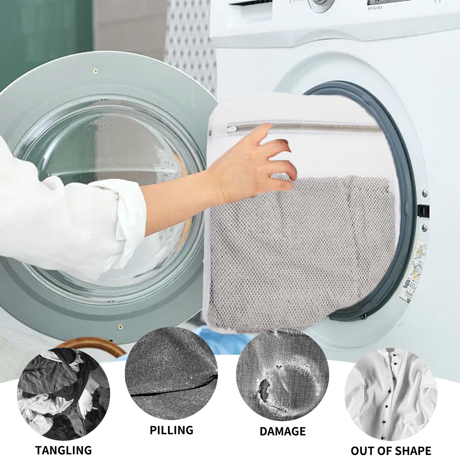 DZSEE Mesh Laundry Bags for Delicates β Durable Honeycomb Mesh Wash Bag for Delicates, Socks, Lingerie, and Household Items, with Zipper Closure