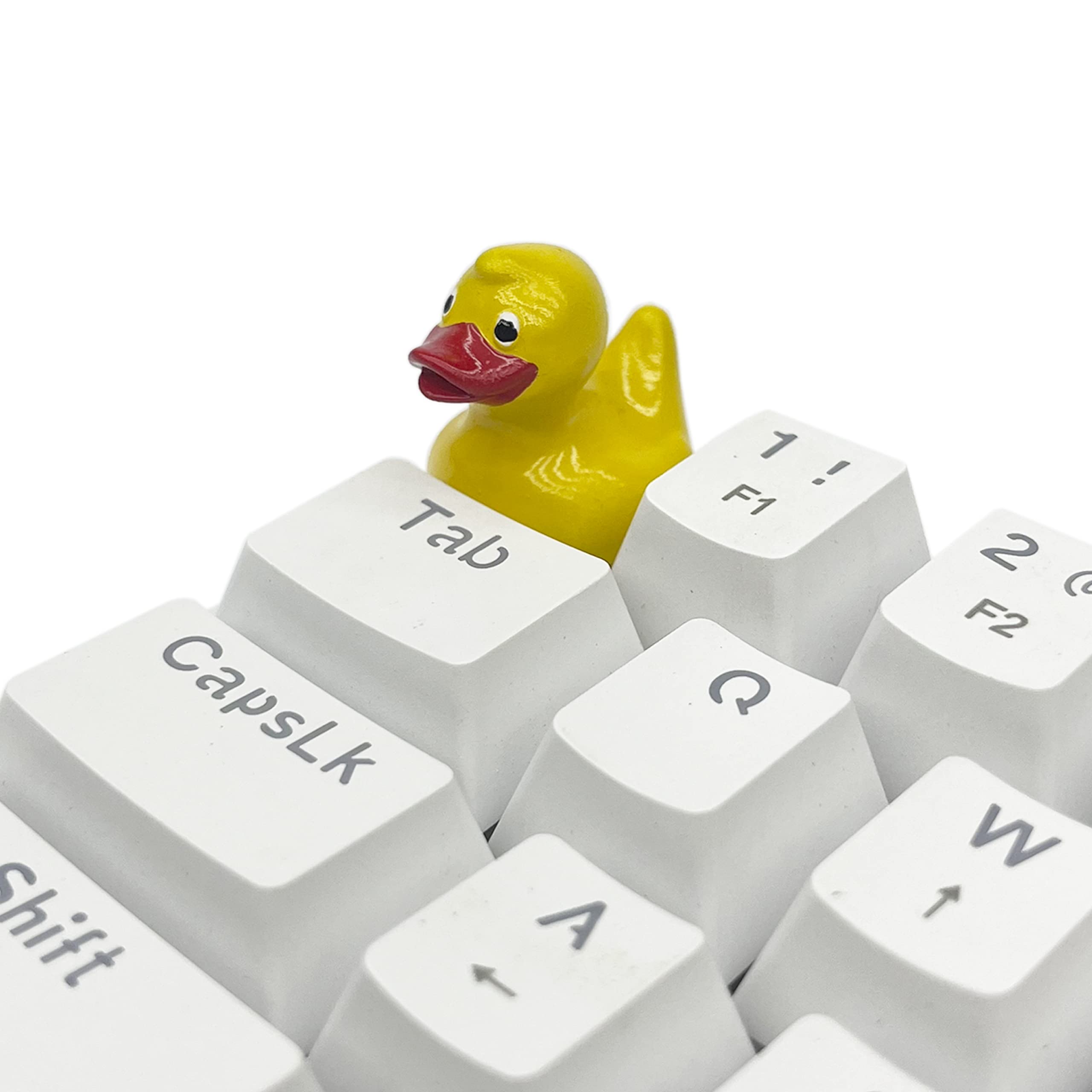 Custom Keycap for Mechanical Gaming Keyboard - Design Cute Duck - Artisan Cherry MX Made in Resin with Universal Compatibility - Unique Gift Idea, Yellow