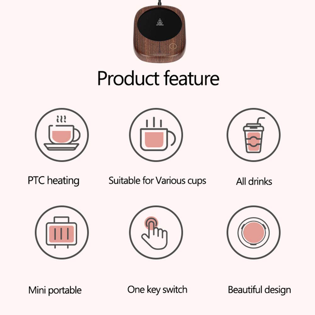Coffee Cup Warmer for Desk with Touch Screen Switch, Coffee Mug Warmer for Office Home Use, Cup Warmer Plate for Coffee, Milk, Tea, Water(wood grain)