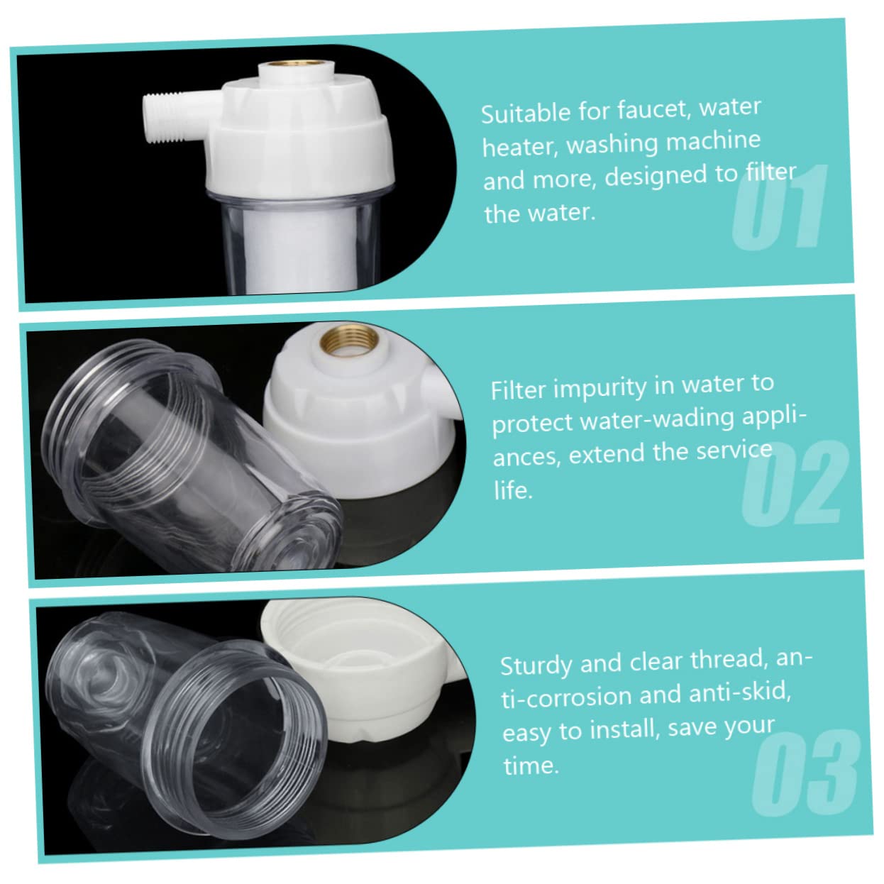 DOITOOL Water Heater Filter Kitchen Down Water Filter Faucet Water Softener Inline Water Filter Well Water Pre Filtration System Sink Filter Attachment Anti-Scale The Pet Shower Head White
