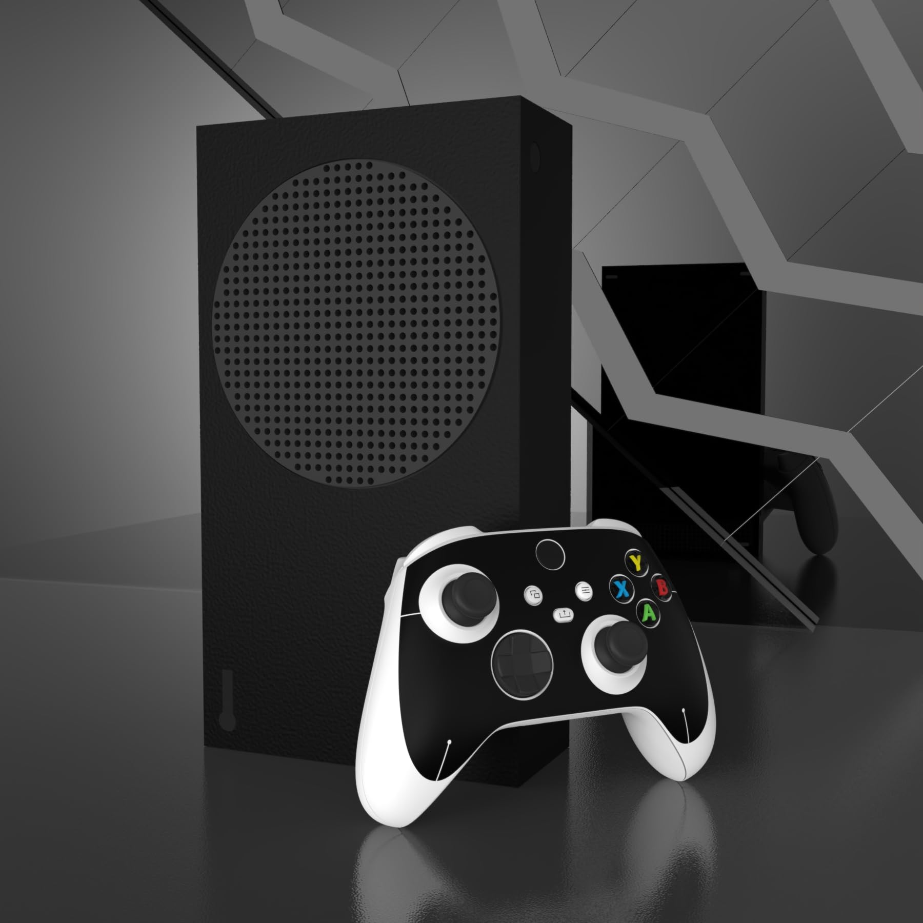 PlayVital Black Custom Vinyl Skins for Xbox Core Wireless Controller, Wrap Decal Cover Stickers for Xbox Series S Console Controller
