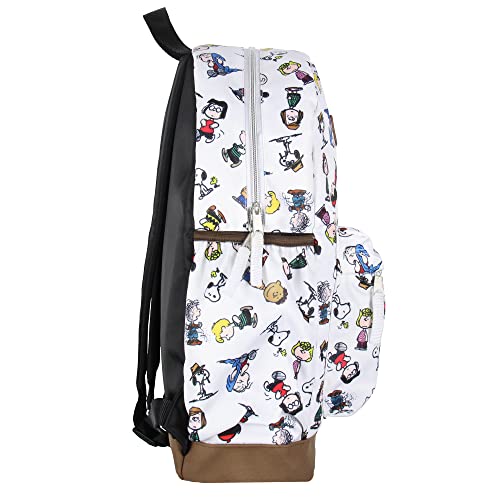 INTIMO Peanuts Snoopy Charlie Brown Sally Linus Cute School Travel Backpack With Faux Leather Bottom