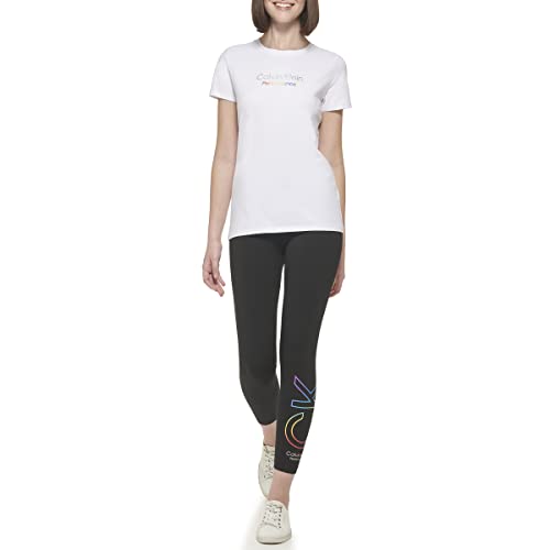 Calvin Klein Performance Women's CKP Pride Logo Short Sleeve T-Shirt, White, Medium