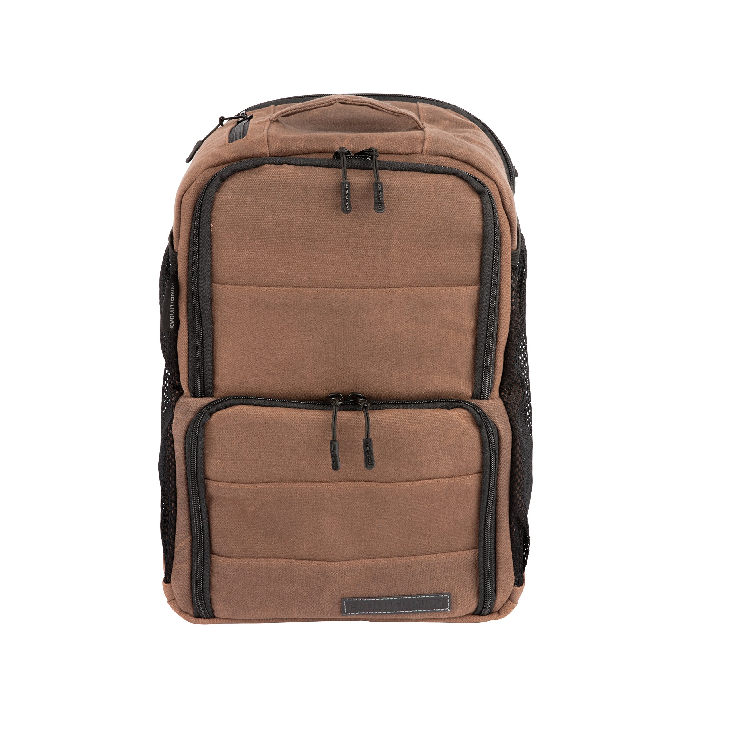 EDC Meal Prep Backpack by Evolutionize - Full Meal Management System - Holds 6 Meals - Includes Portion Control Meal Prep Containers + Ice Pack (Backpack - 6 Meal, Brown (Waxed Canvas))