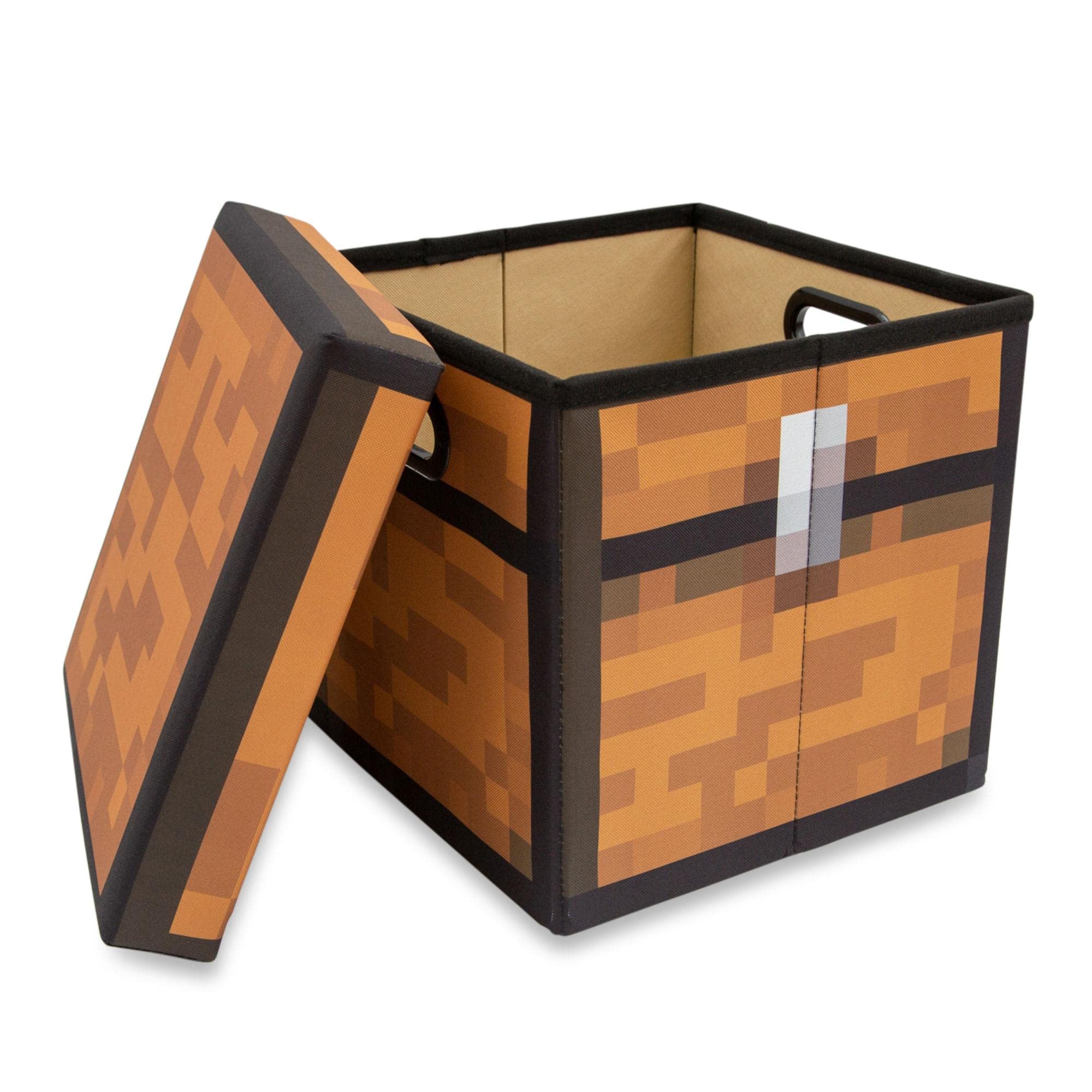 Minecraft Brown Chest 13-Inch Storage Bin Chest With Lid | Foldable Fabric Basket Container, Cube Organizer With Handles, Cubby For Shelves, Closet | Home Decor Essentials, Video Game Gifts