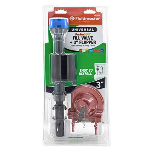 Fluidmaster 400CAR3P5 PerforMAX Adjustable High Performance Toilet Fill Valve and Flapper Repair Kit, For 3-Inch Flush Valve Toilets