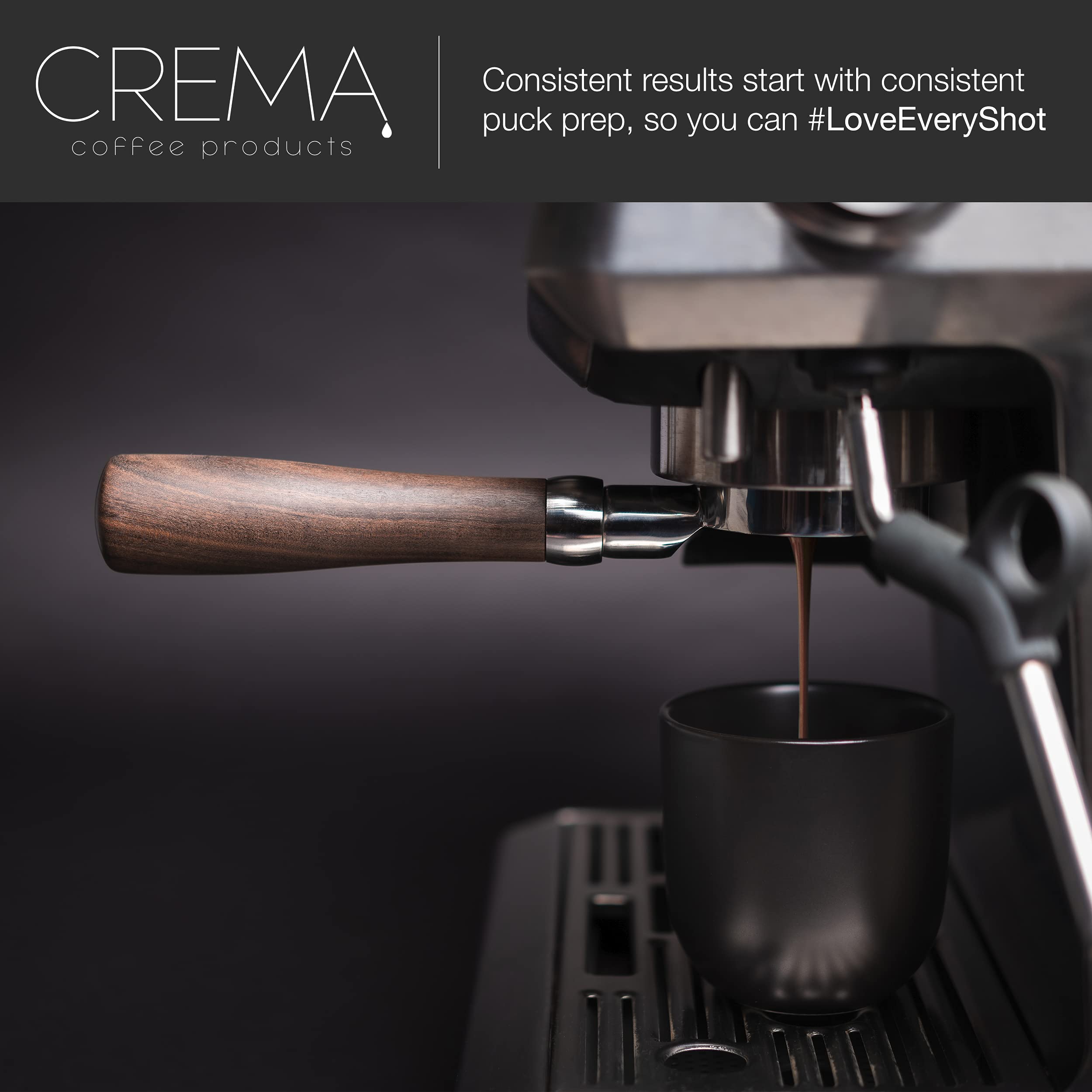 Crema Coffee Products | 53.3mm Coffee Distributor/Leveler & Hand Tamper | Fits 54mm Breville Portafilters | Double Sided, Adjustable Depth | Beautiful Espresso Hand Tampers