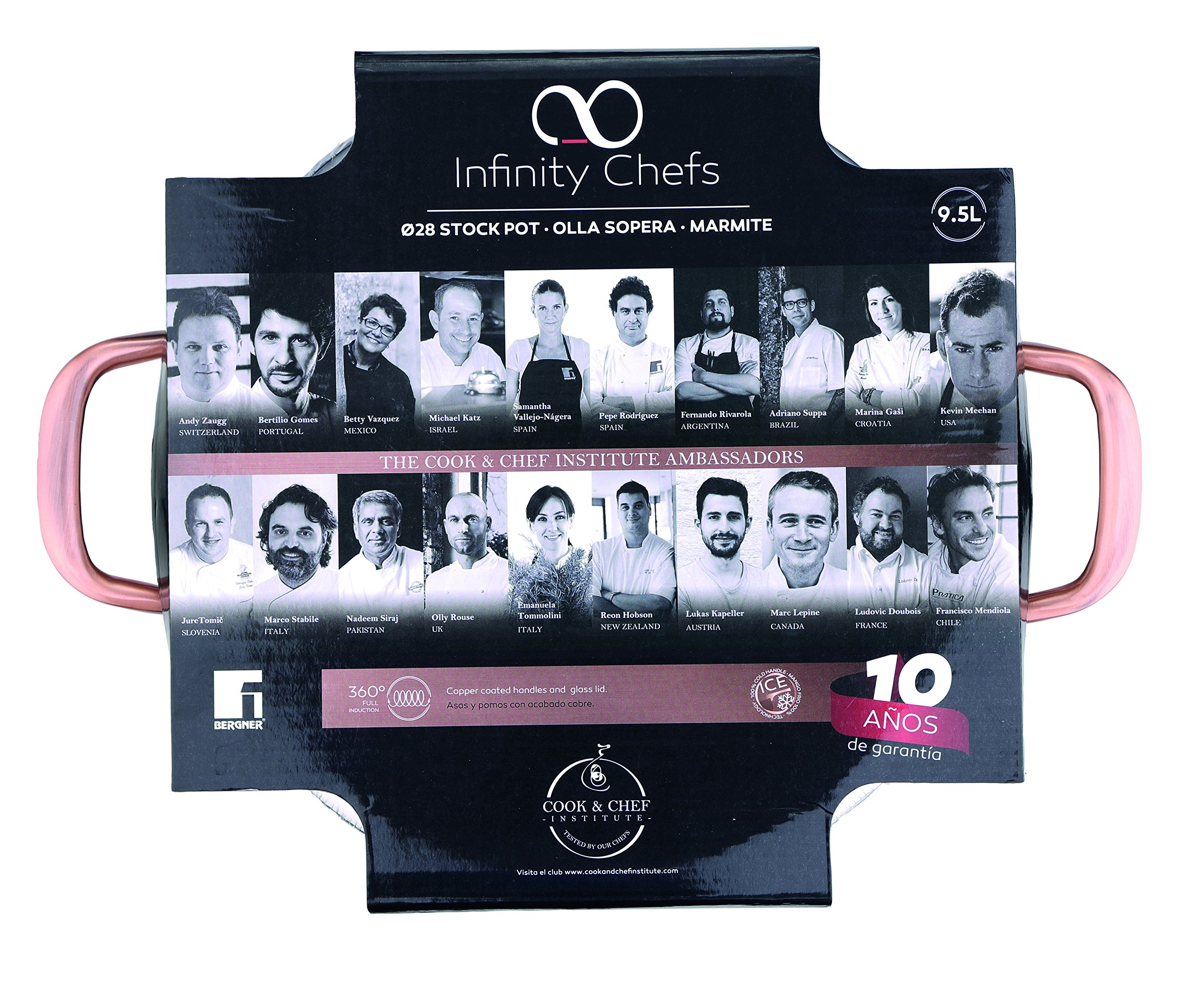 Infinity Chef Stock Pot with Lid, Silver, 8 Litre/16 x 10 cm