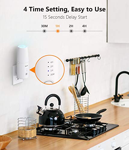 Plug In Air Purifiers for Home | UV Light Sanitation for Rooms | Ozone Deodorizer for Odor from Pets, Diapers, Room Freshener | Auto Mode 1h/2h/4h Timer