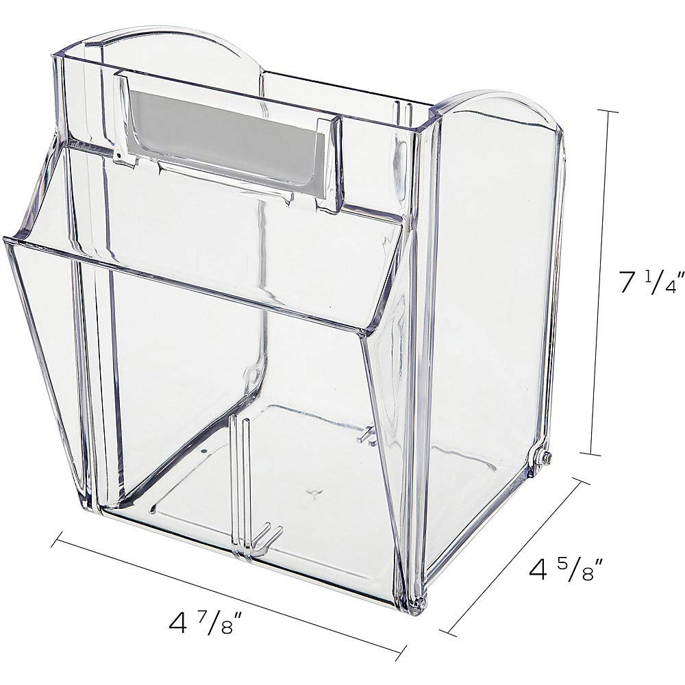 deflecto Tilt Bin Interlocking Multi-Bin Storage Organizer, 4 Sections, 23.63" X 6.63" X 8.13", Black/Clear