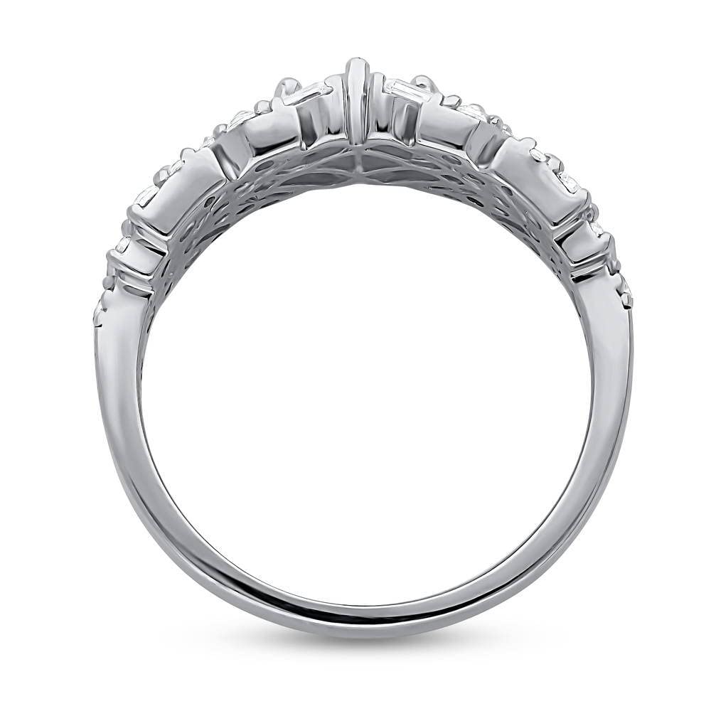 BERRICLE Sterling Silver Bar Cubic Zirconia CZ Art Deco Fashion Ring for Women, Rhodium Plated Size 8