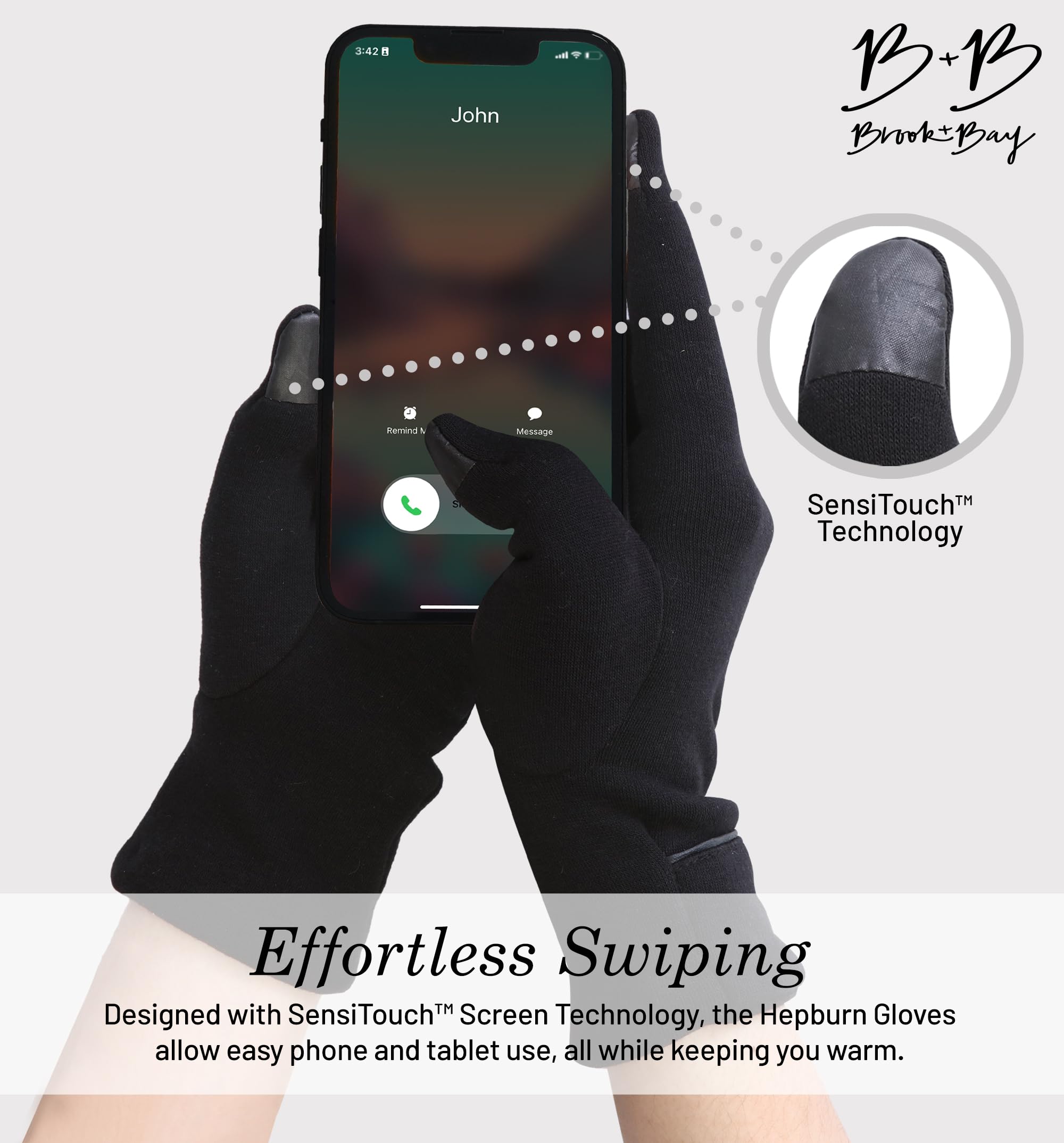 Brook + Bay Women's Gloves for Cold Weather - Women's Gloves w/Touchscreen Fingers - Fleece Gloves for Women - Texting Glove