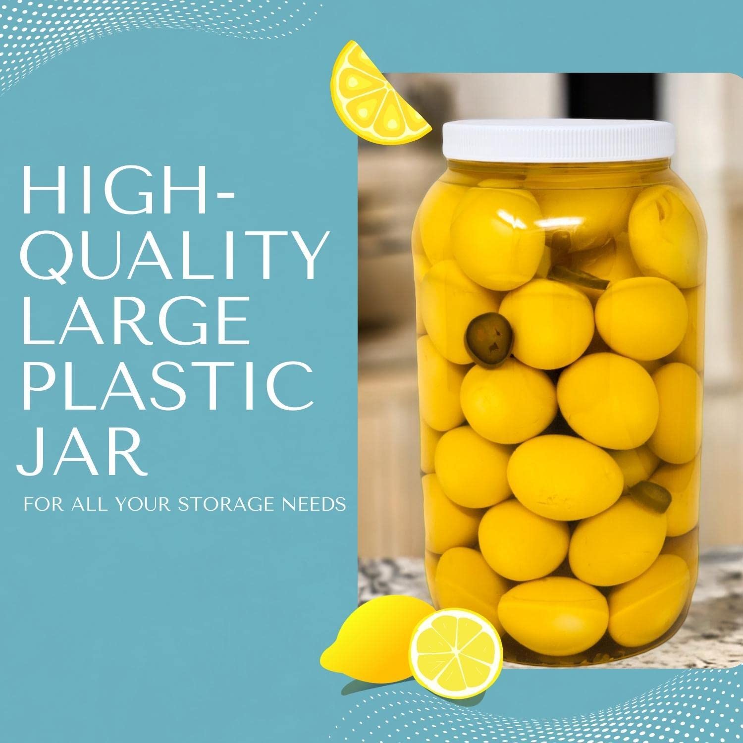 CLEARVIEW CONTAINERS | Airtight Pantry Containers for Arts & Crafts, Peanut Butter, Honey, Jams Flour, Sugar, DIY Slime, Coffee (64 Ounce Jar, 3 Pack)