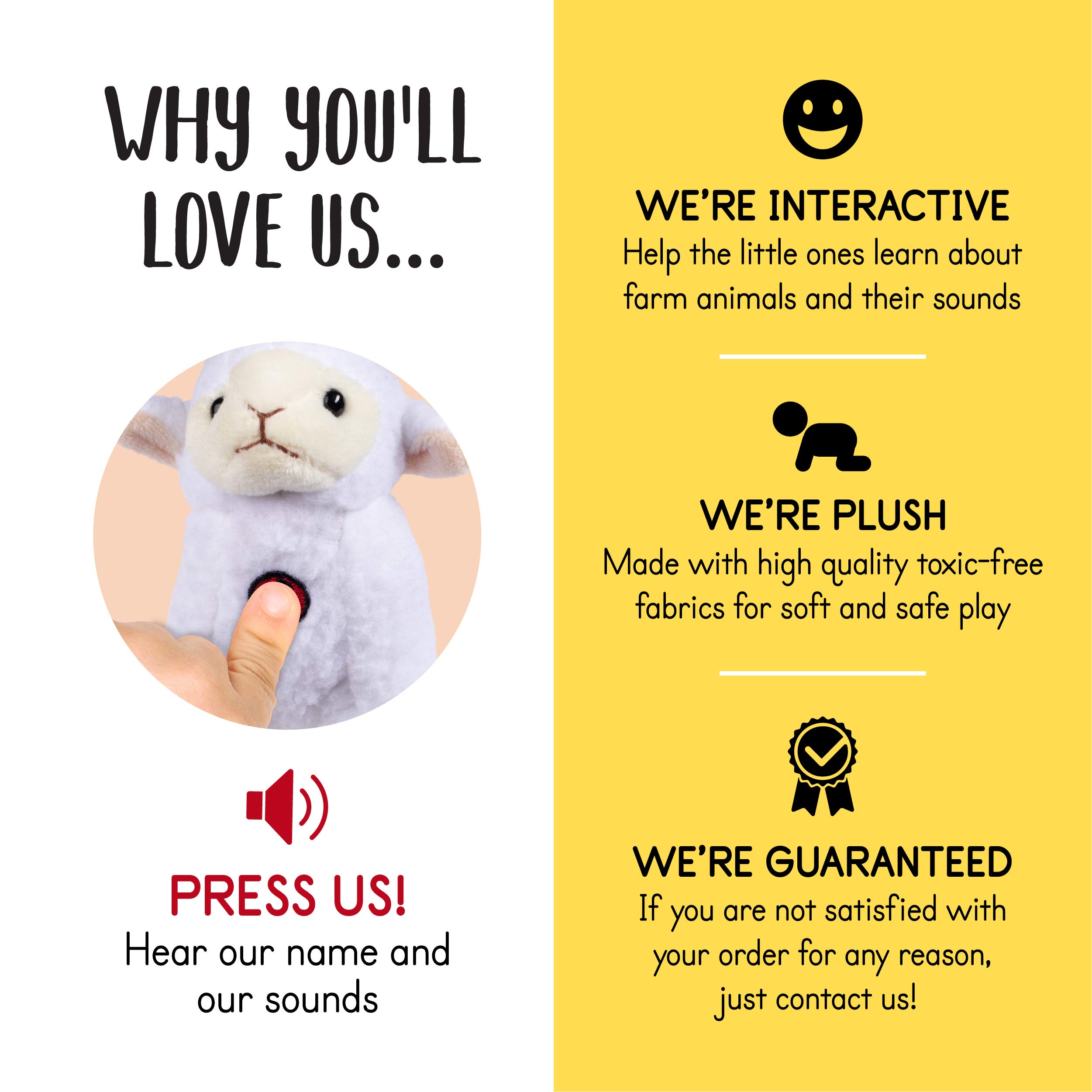 Plush Creations Talking Plush Farm Animals for Toddlers with A Plush Barn House Carrier, Animal Farm Set Includes 4 Soft Cuddly Plush Stuffed Animals, A Plush Cow Plush Horse Plush Lamb Plush Rooster
