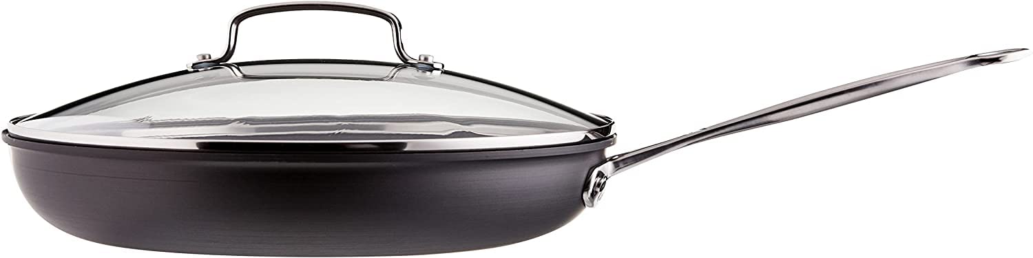 Cuisinart Chef's Classic Stainless Nonstick 2-Piece 9-Inch and 11-Inch Skillet Set - Black And Silver & 622-30G Nonstick-Hard-Anodized, 12-Inch, Skillet w/Glass Cover