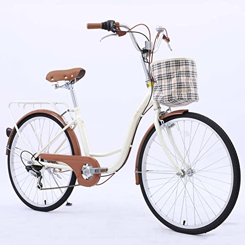 Cheim Beach Cruiser Bike, 26 Inch Urban Men Women's Cruiser Bicycle, Commuter Bicycle, Multiple Colors (Beige)