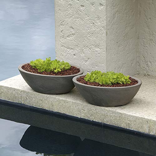 Crescent Garden Delano Oval Planter, Double-Walled Plant Pot, 24" x 17'' (Mocha)