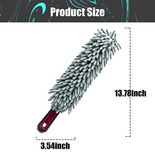 Mini Car Duster, Microfiber Car Detail Dash Duster, Comfort Handle, Car Interior Exterior Detailing Brush Accessories, for Car, Truck, SUV & RV (Grey)