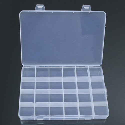 lightclub Transparent 24 Compartments Plastic Box Case Jewelry Bead Storage Container Craft Organizer with Divider and Compartments for Earring,Rings.Necklaces,Bracelet,Anklet 1ā¦