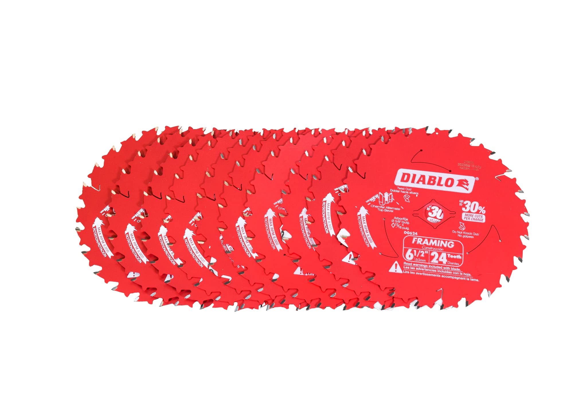 Freud D0624A 6‑1/2 in. x 24‑Tooth Tracking Point Wood Framing Saw Blade, Carbide