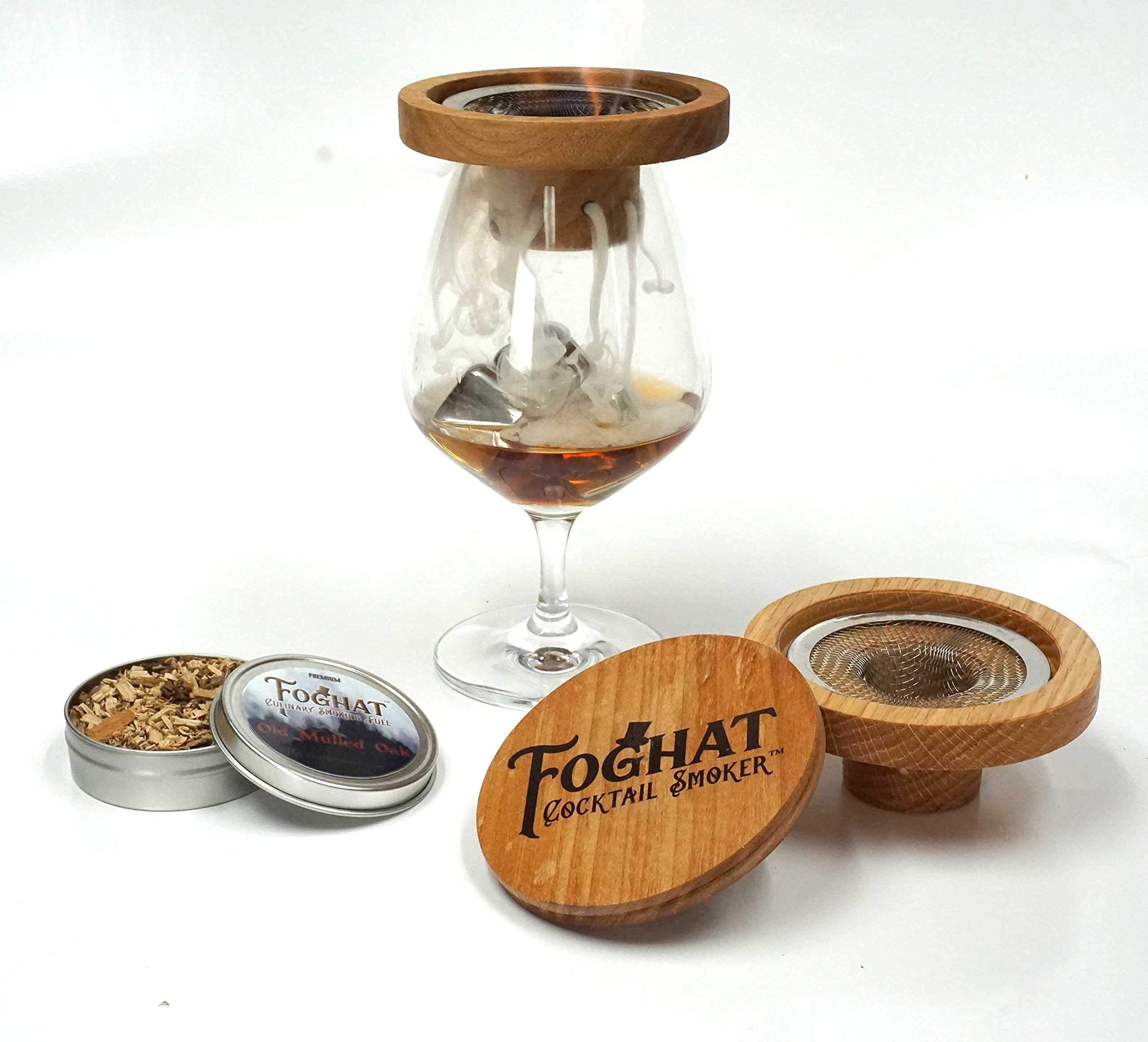 Foghat Cocktail Smoker with Bourbon Barrel Wood Shavings and Bourbon Resurrection Foghat Culinary Smoking Fuel Bundle