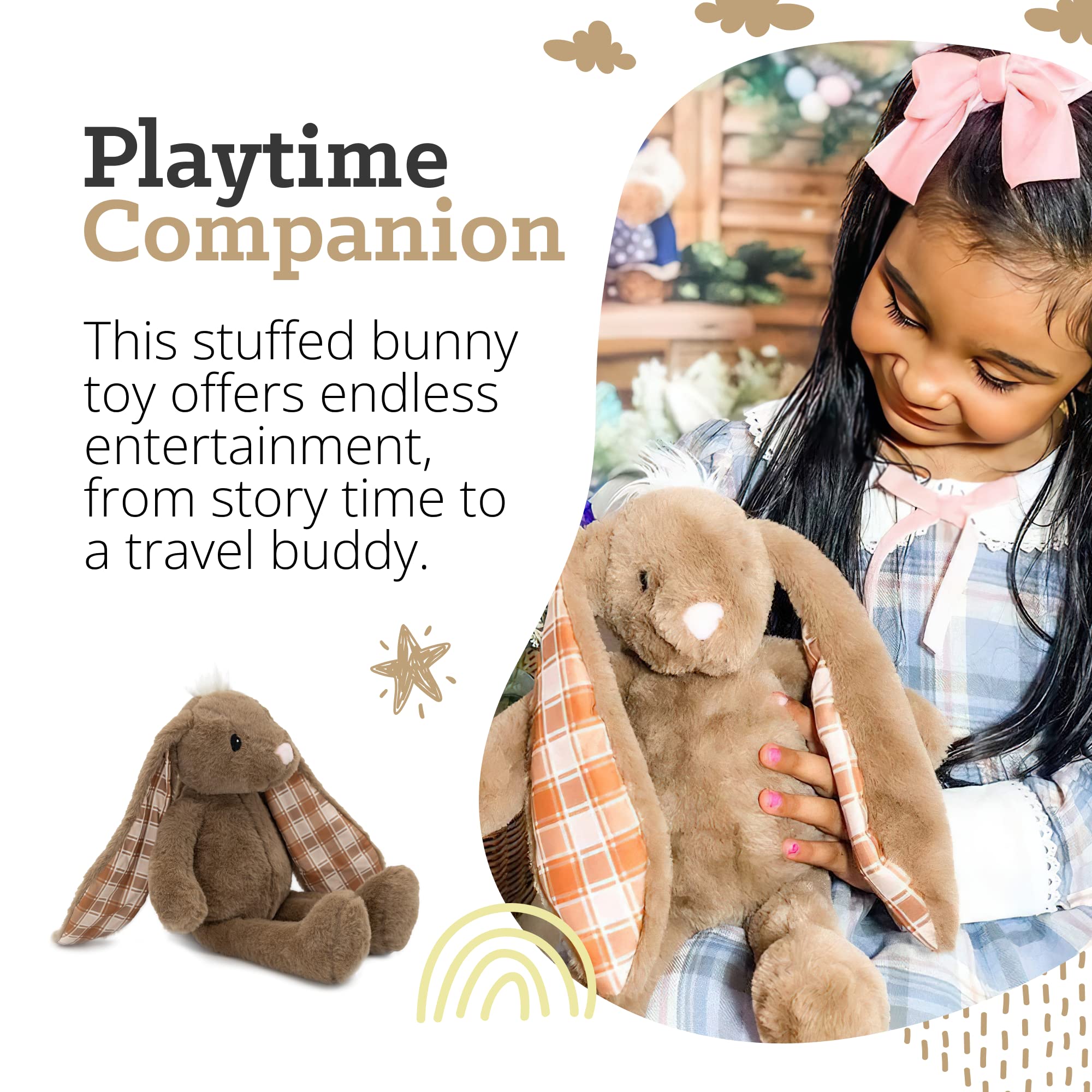Plushible Easter Bunny Plush, Cuddly, Soft, Embroidered Stuffed Animal Toy for Newborns, Kids, Boys, & Girls, 14 Inch