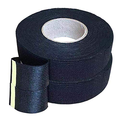 Seigun,Wire Harness Automotive Cloth Tape, Black Wire Loom Harness Tape,High Temp Wire Harness Wrapping Tape,Noise Damping Heat Proof,Felt Tape (19MM × 15M)(2pack)