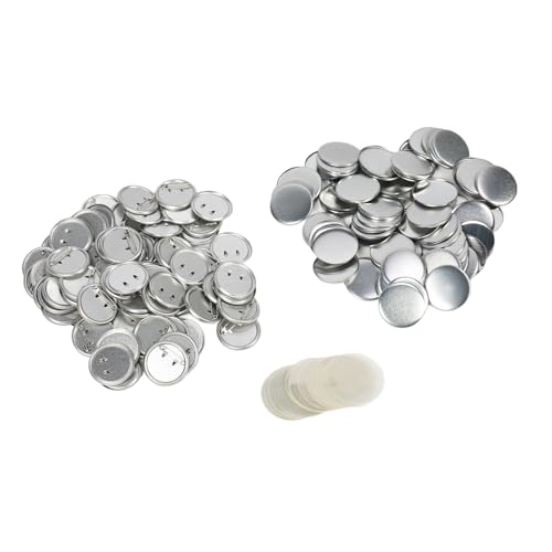 Button Badge Parts Set, Metal 100 Sets Rust Proof DIY Supplies Pin Back Button Parts for Button Making Machine (44MM)